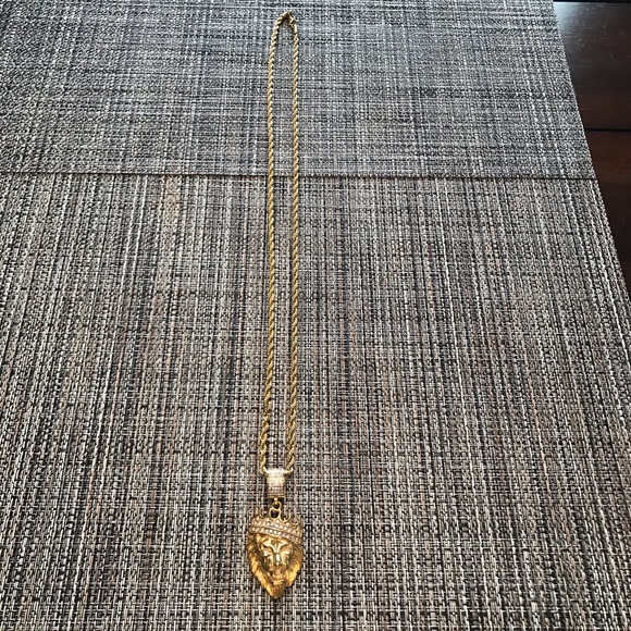 Accessories | Large Gold Crowned Lion W Rope Chain Necklace | Poshmark